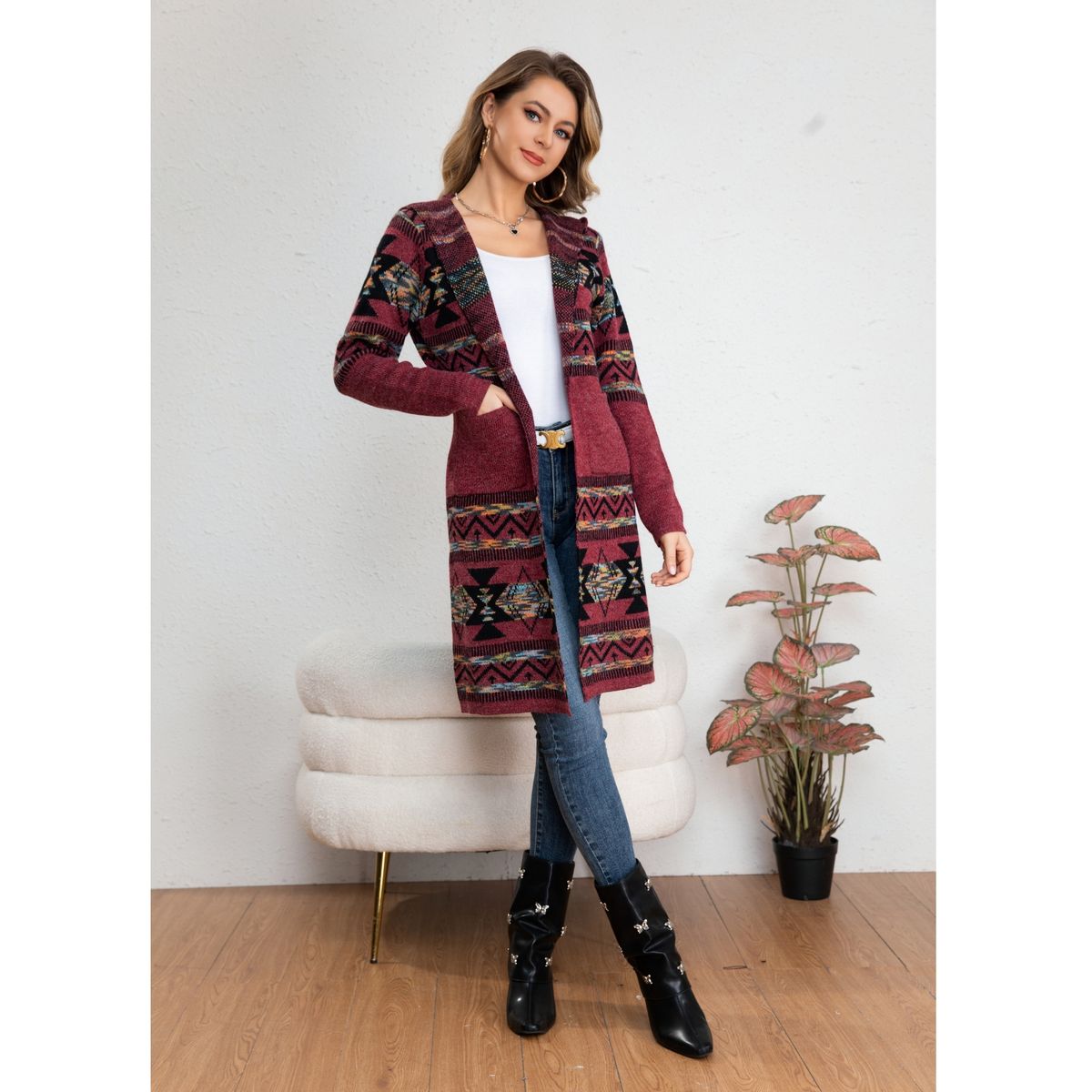 LIKE SHOP Sweater Largo Mujer Tapado Tipo Cardigan Abrigo Etnico ...