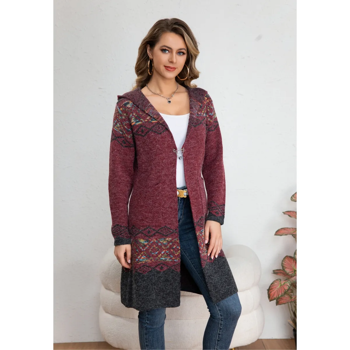 LIKE SHOP Sweater Largo Mujer Tapado Tipo Cardigan Abrigo Etnico ...