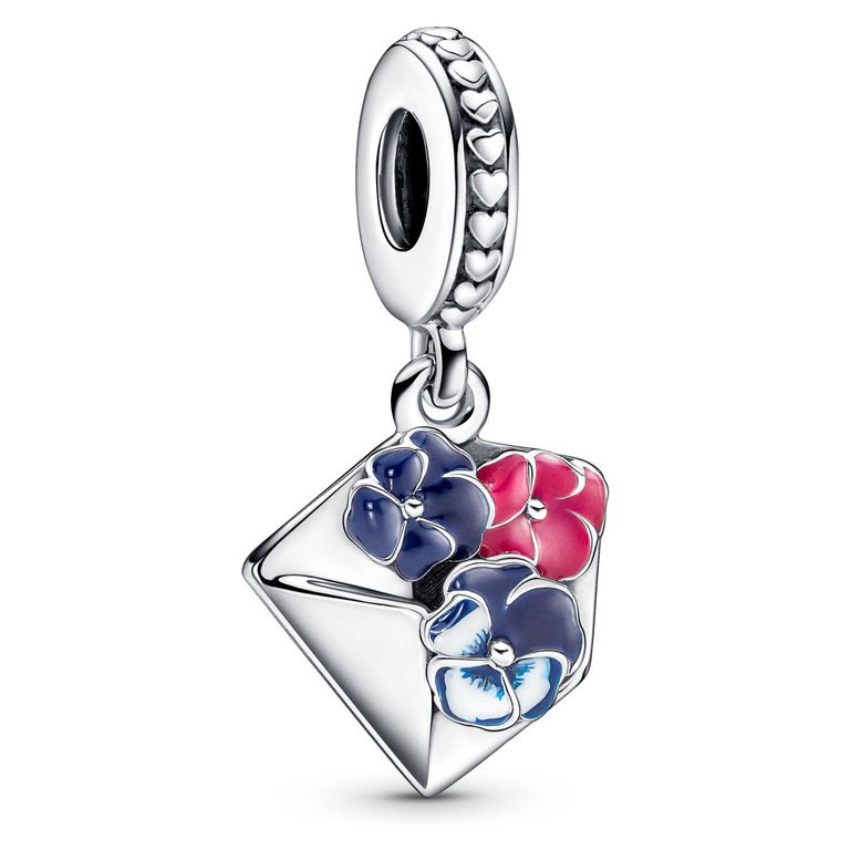 PANDORA Charm Colgante Sobre Con Flores Pensamiento Mujer Pandora ...