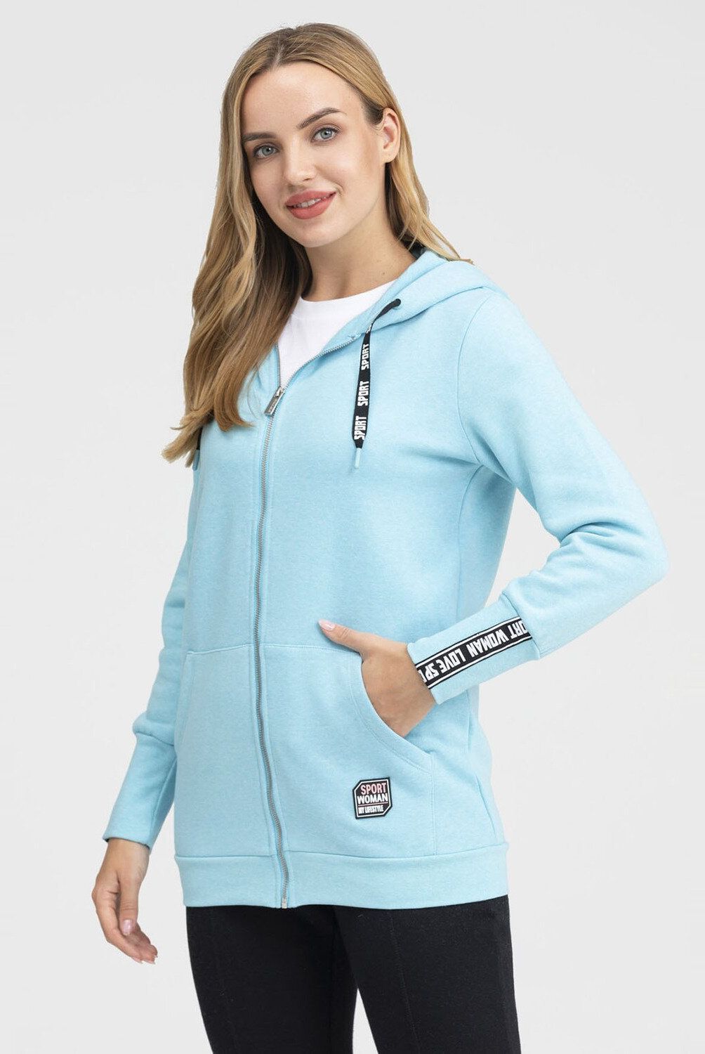 SPARK Poleron Largo Tape Mujer Celeste Claro | falabella.com