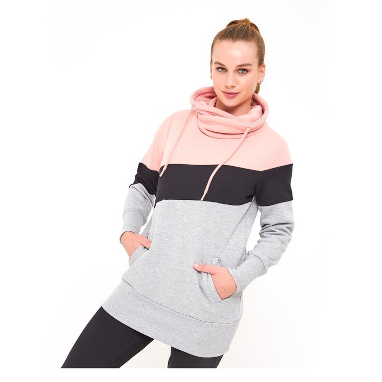 FASHION'S PARK Poleron Largo Tricolor Mujer Gris Melange | falabella.com