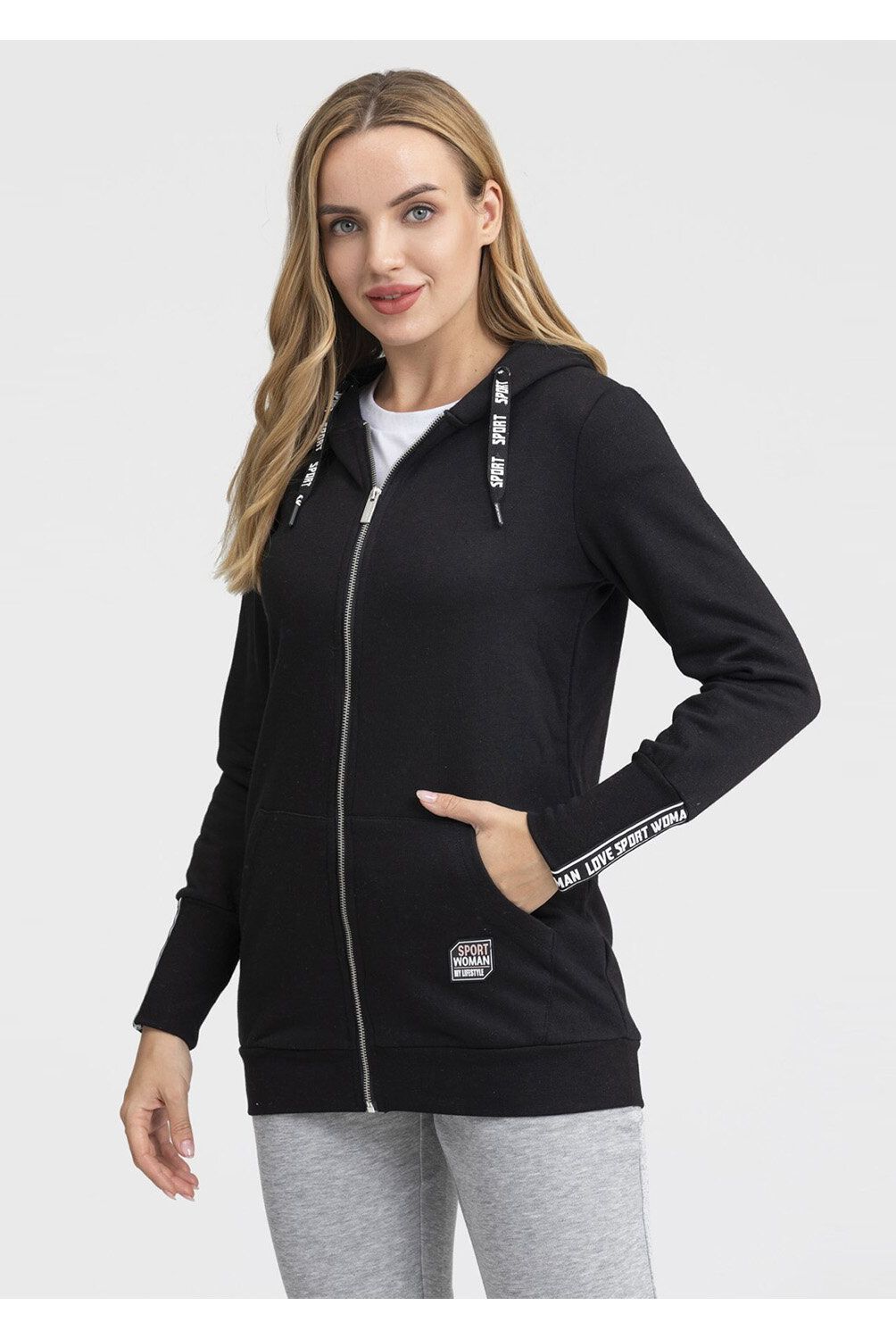 FASHION'S PARK Poleron Largo Tape Mujer Negro | falabella.com