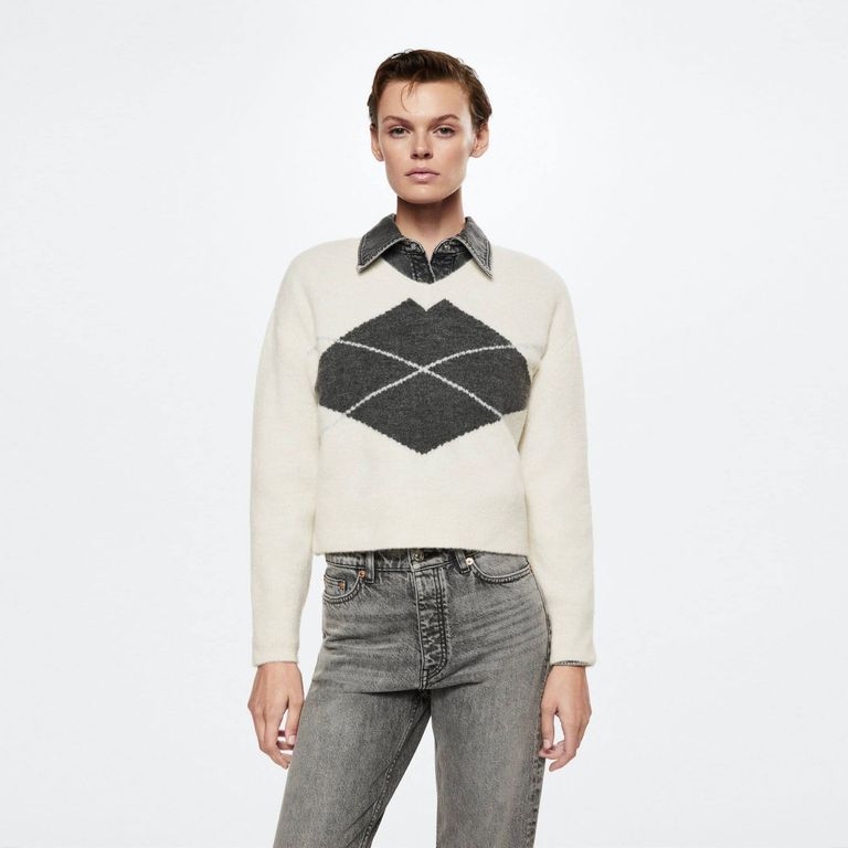 MANGO Mango Sweater Estampado Geométrico Argilla Mujer | falabella.com