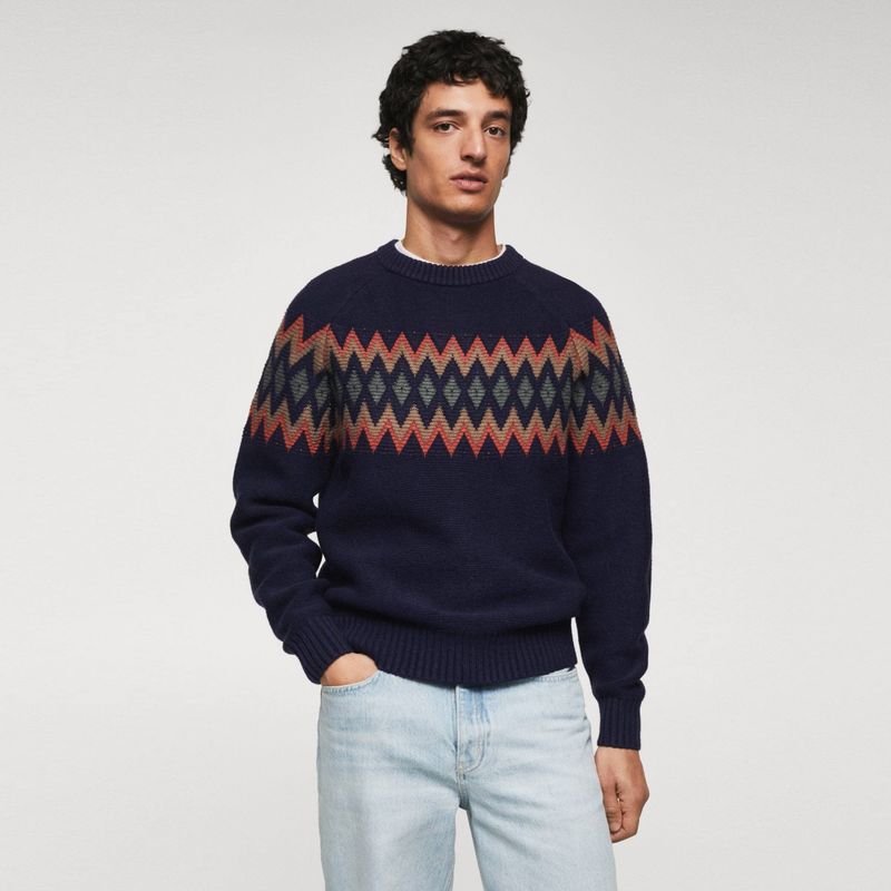 MANGO MAN Sweater Jacquard Geométrico Hombre Mango Man | falabella.com