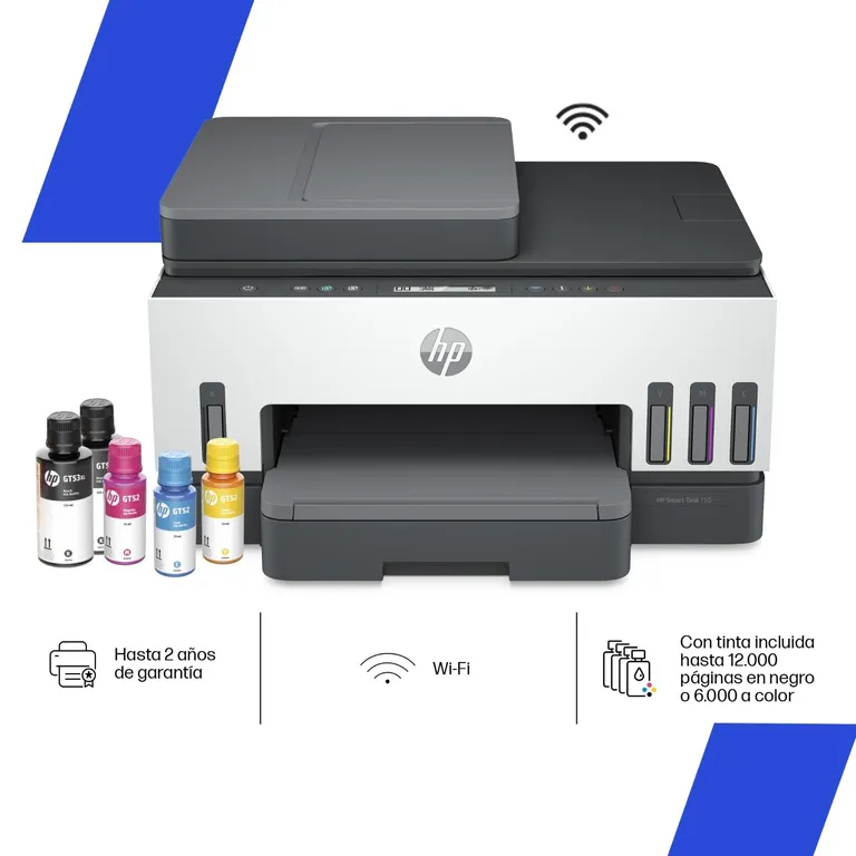 HP Impresora Multifuncional Smart Tank 750 Tanque de Tinta Color Wi-Fi ...