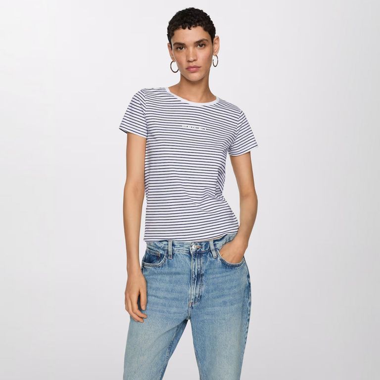 MANGO Polera Rayas Logo Mujer Mango | falabella.com