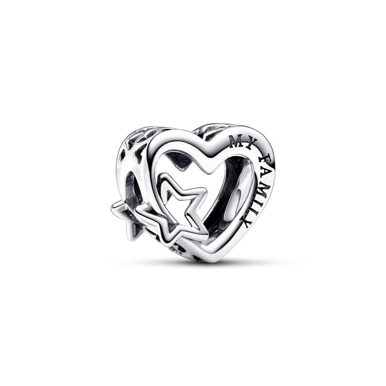 PANDORA Charm Corazón En Filigrana Familia Y Estrella Mujer Pandora ...