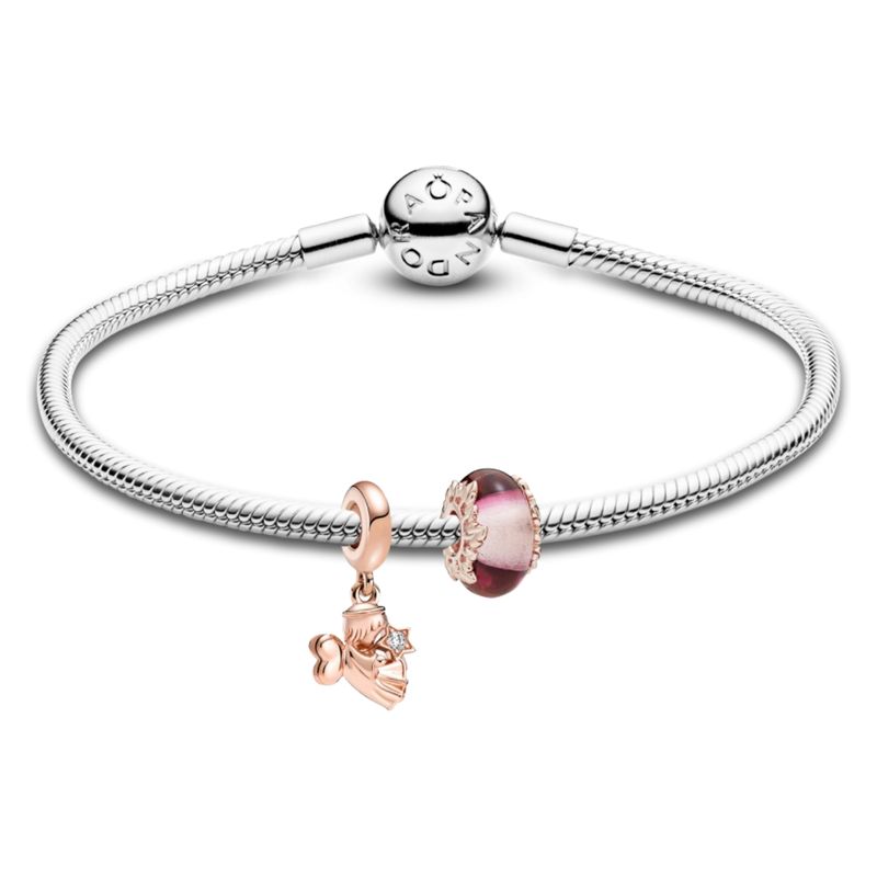 PANDORA Brazalete Gift Set Murano Y Angel Rose De Plata Mujer Pandora ...