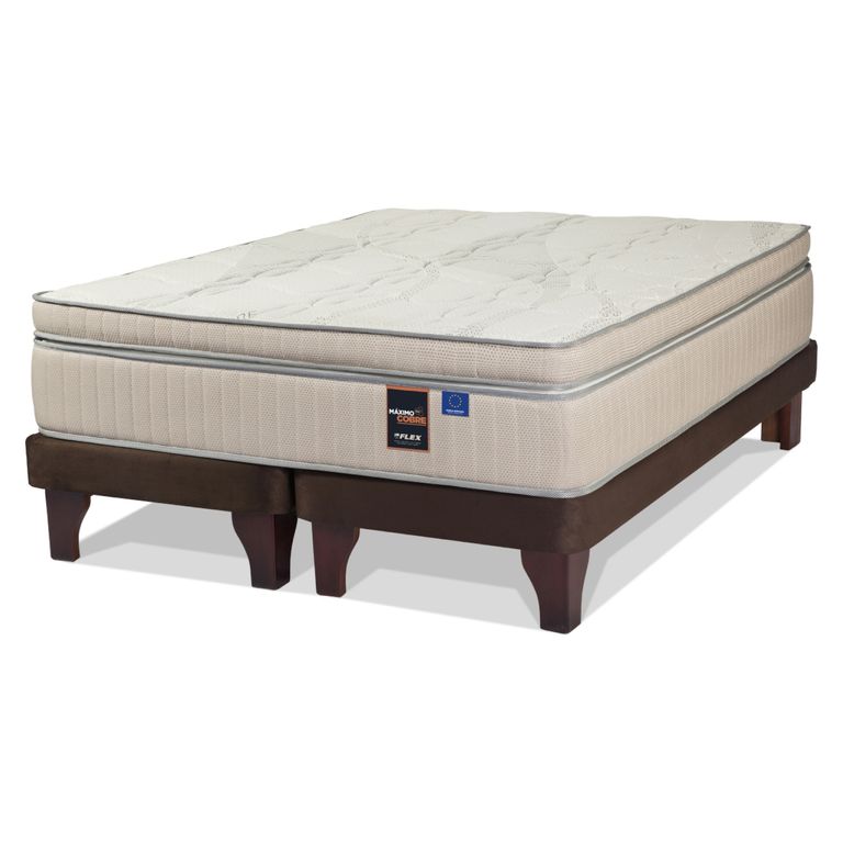Cama Europea Maximo Cobre 2 Plazas X 2.00Mt Base Dividida Flex ...