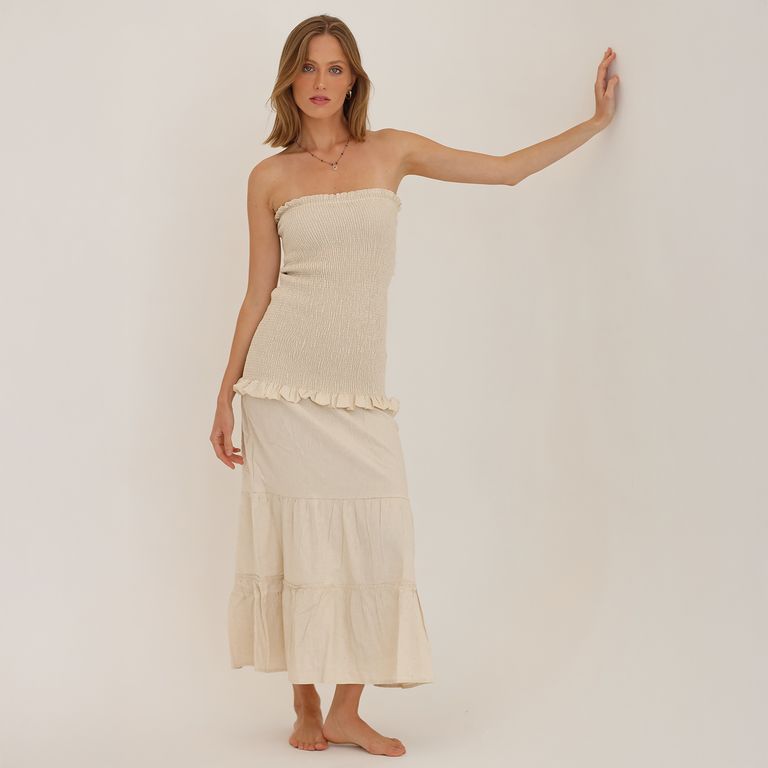 CALEDONIA Vestido Maxi Lino Mujer Caledonia | falabella.com