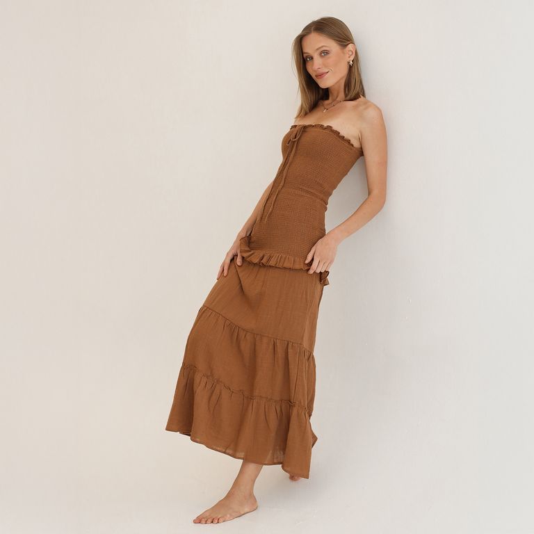 CALEDONIA LABEL Vestido Maxi Lino Mujer Caledonia | falabella.com
