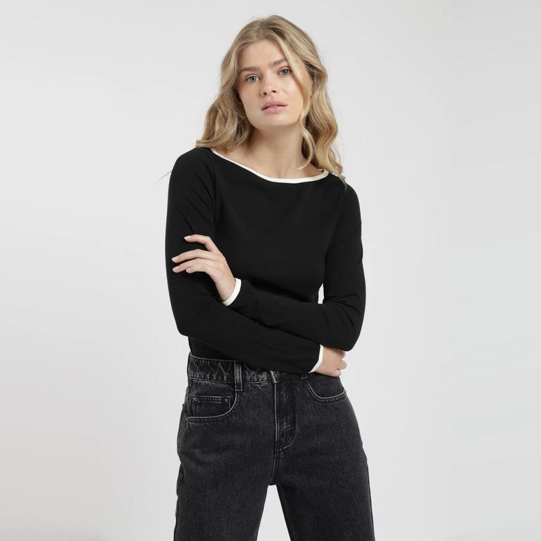 Opposite - Polera Manga Larga Cuello Redondo con Botones | Ofertitas