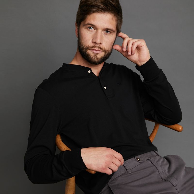 WOLF&HANK Wolf&Hank Polera Cuello Henley Algodón Supima Hombre ...