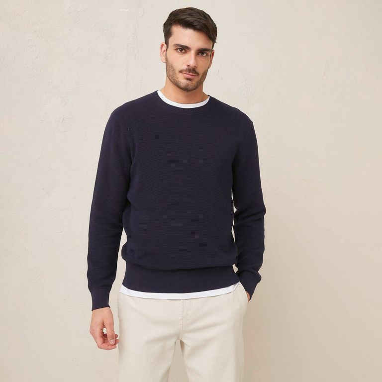 BASEMENT - Sweater Algodón Manga Larga Hombre Diseño Liso | Ofertitas