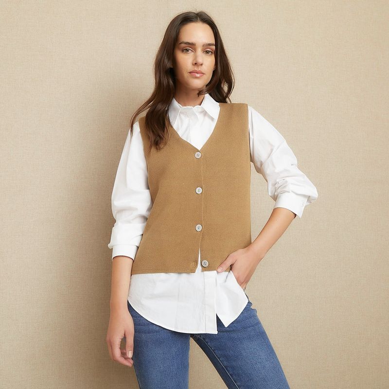 UNIVERSITY CLUB Chaleco University Club Sin Mangas Cuello V Mujer | falabella.com