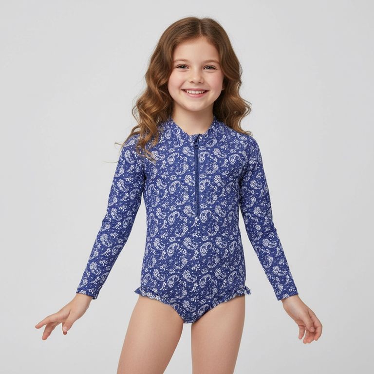 Traje De Baño Niña Celeste 2