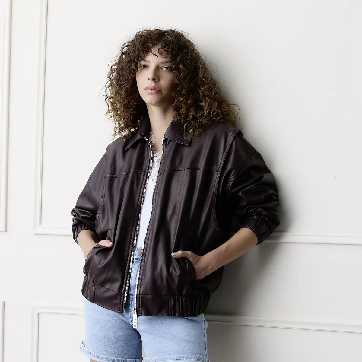 BASEMENT Chaqueta Cuero Effect Mujer Americanino | falabella.com