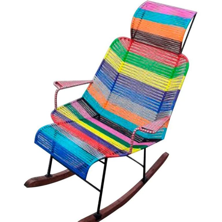 Silla mecedora con balancin en madera y mimbre plastico GENERICO ...