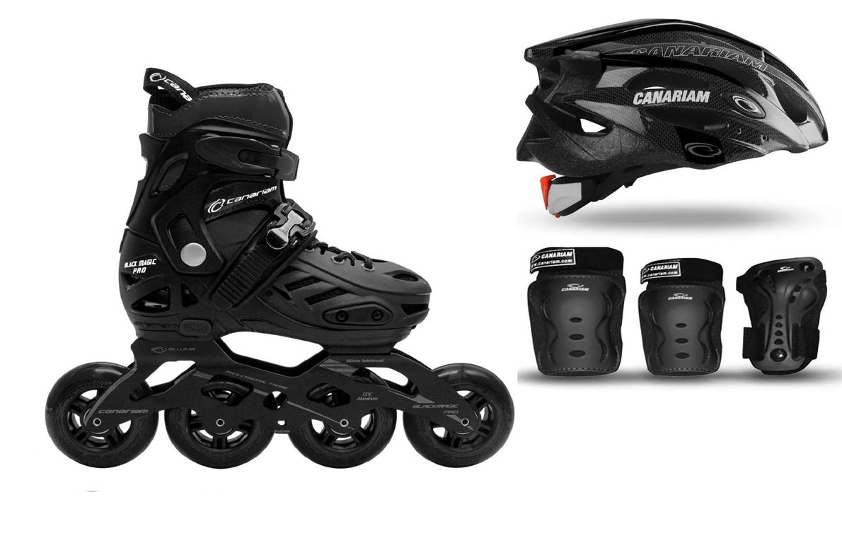 COMBO PATINES BLACK MAGIC PRO PLUS NG 35-38 KITC2 CASCO SONIC CANARIAM ...