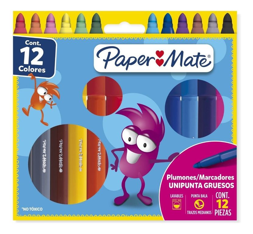 Marcadores Paper Mate Lavables Gruesos Magicolor X12 PAPER MATE ...