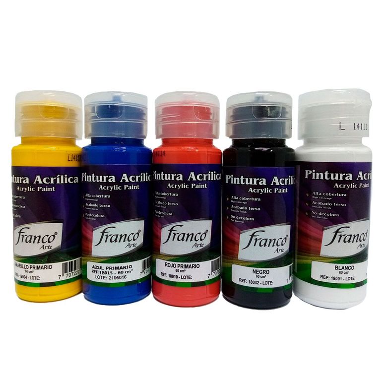 Kit X 5 Pinturas Acrílicas Franco, Colores Primarios 60 Ml FRANCO ARTE ...