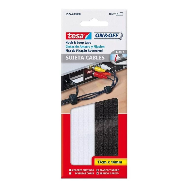 Cinta Para Cables Velcro BlancaNegra Tesa 17cmx14mm 10und TESA ...