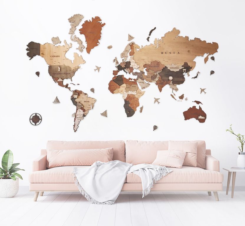 Mapa Del Mundo Mapamundi 3d En Madera 110cm x 70cm GENERICO | falabella.com