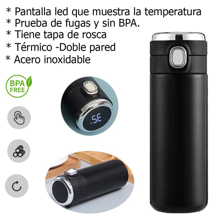Termo Inteligente Con Pantalla Led Medidor De Temperatura - NEGRO ...