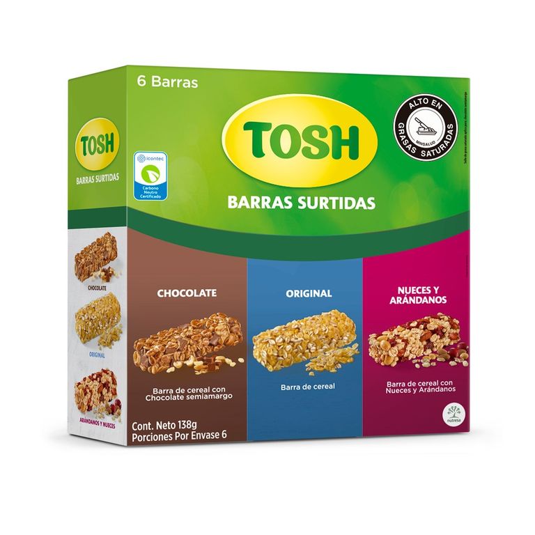 Barra Cereal Surtida Tosh X 6und X 138g TOSH | falabella.com