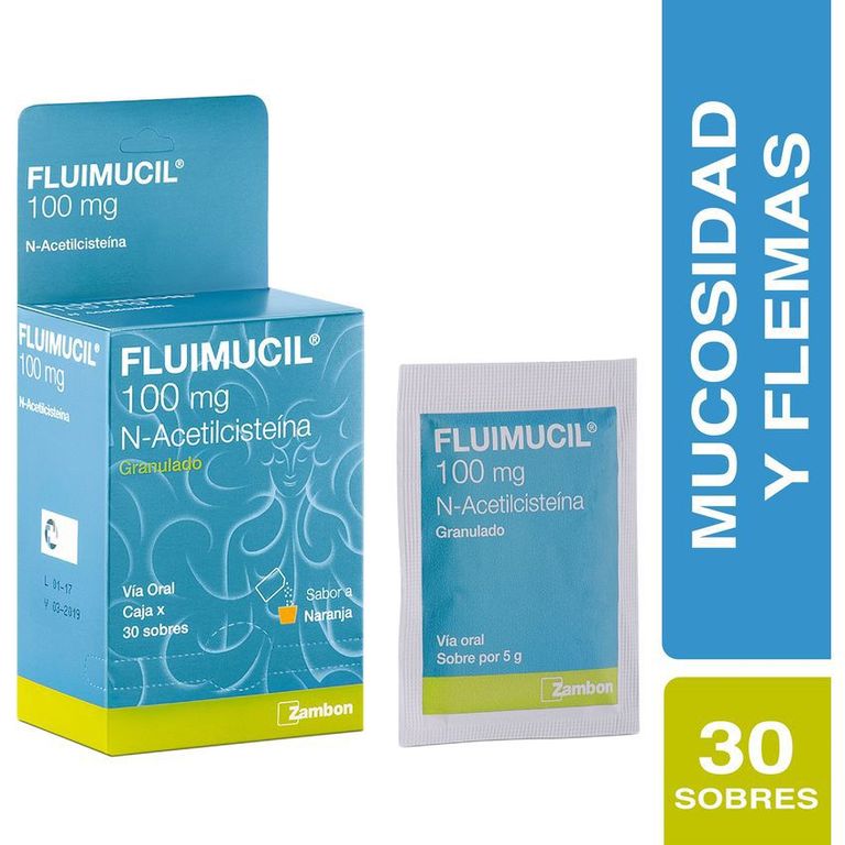 Fluimucil 100 Mg Sabor Naranja Mucosidad y Flemas x 30 Sobres ZAMBON ...