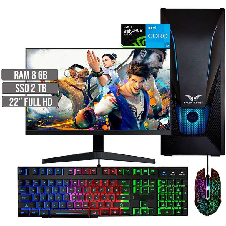 PC EQUIPO GAMER INTEL CORE I5-12400 GTX 1650 4GB SSD 2TB RAM 8GB LED 22" FHD HALCON | falabella.com