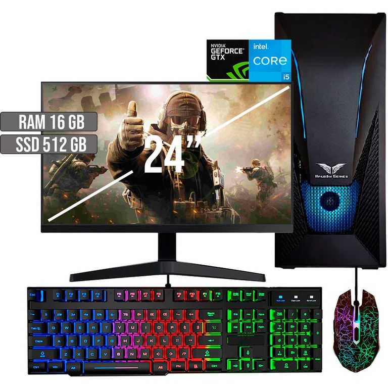 PC GAMER INTEL CORE I5-12400 GTX 1650 4GB SSD 512GB RAM 16GB LED 24 FHD HALCON | falabella.com