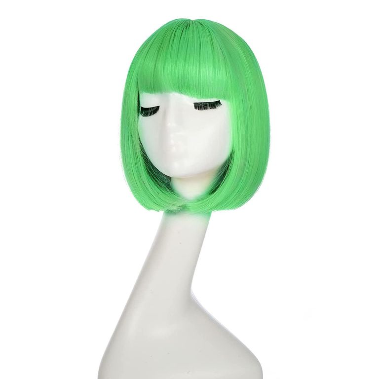 Peluca Corta Bob Verde Fiesta Halloween Carnaval Loca P&R ...