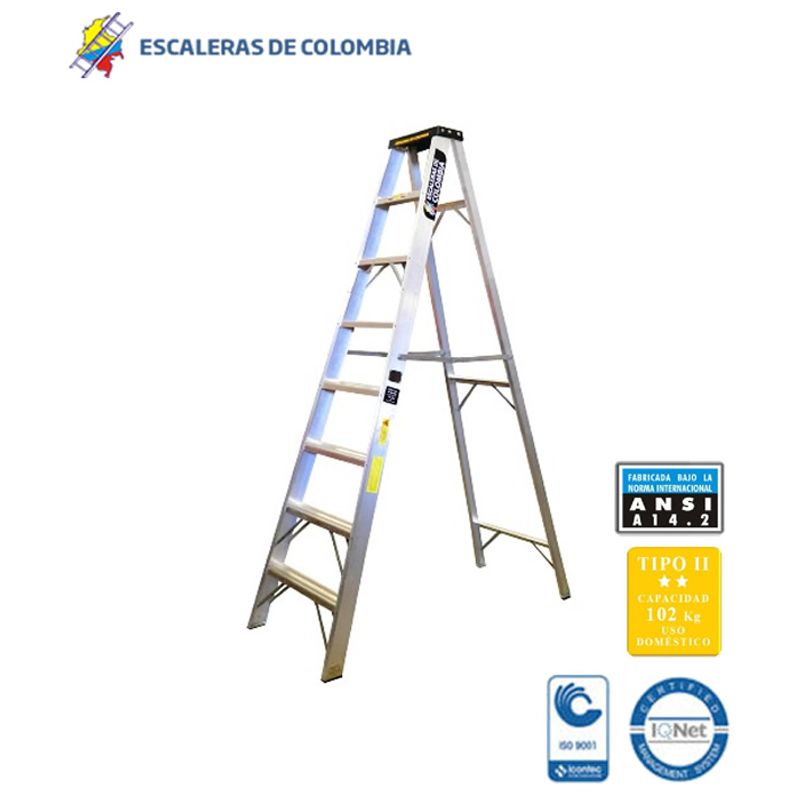 Escalera Certificada Tipo Tijera En Aluminio De / 2.40 Metros 102 Kg ...
