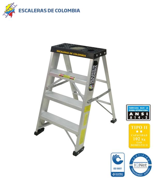 Escalera Certificada Tipo Tijera En Aluminio De 3 Pasos / 0.90 Metros ...