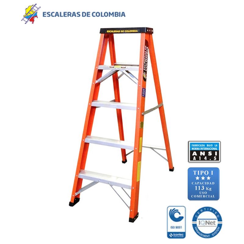 Escalera Certificada Tipo Tijera En Fibra De Vidrio 5 pasos/ 1.50 ...