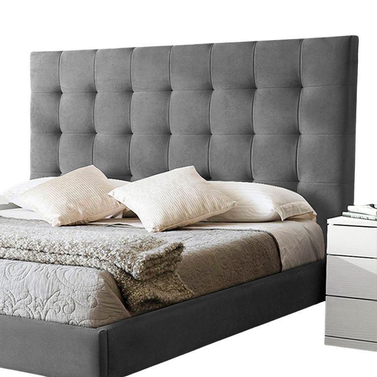 Base Cama Con Espaldar Doble En Pino Luxury Gris Plata 140X200 Cm ...