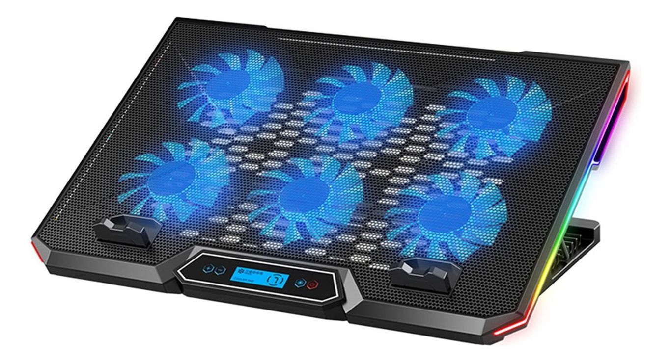 Base Refrigerante Portatil Gamer 6 Ventiladores Lcd Rgb 17-.- BITLORD ...