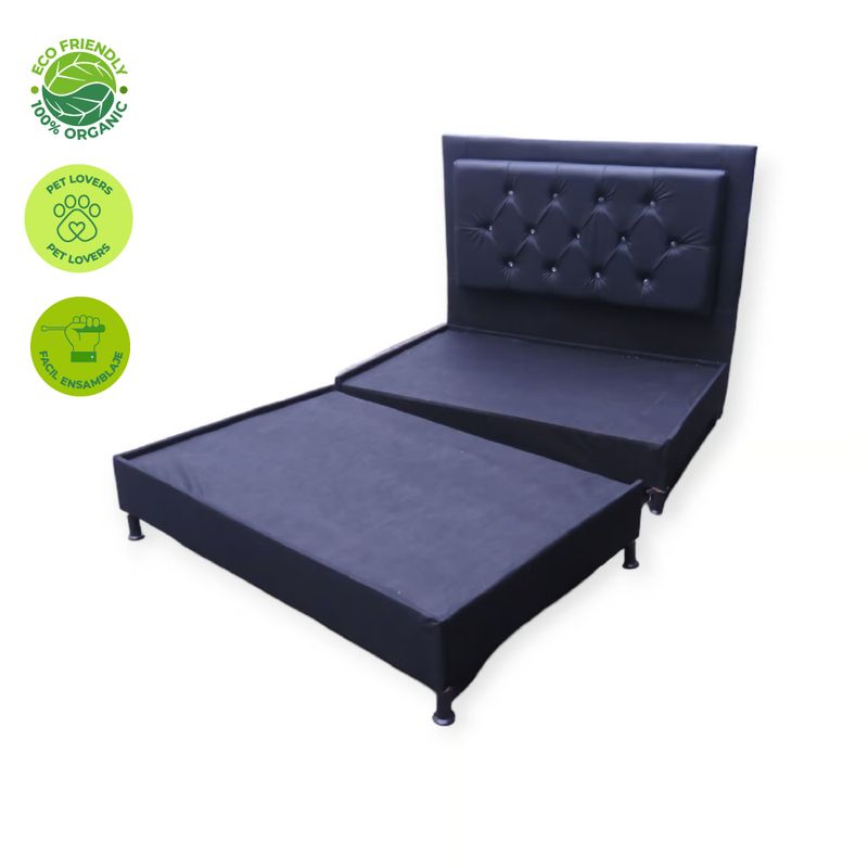 Base Cama Doble con Cabecero tapizado 140 x 190 color gris GENERICO ...