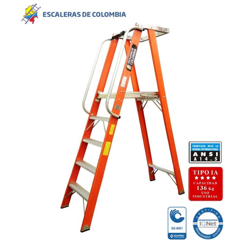 Escalera Certificada Tipo Tijera Plataforma En Fibra De Vidrio 5 Pasos ...