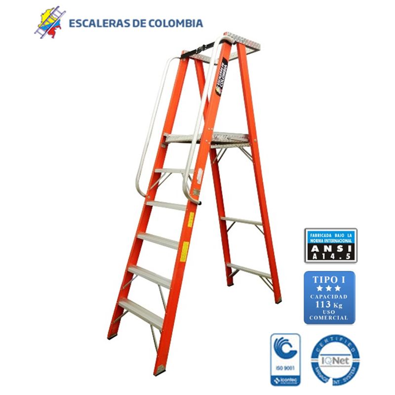 Escalera Certificada Tipo Tijera Plataforma En Fibra De Vidrio 6 Pasos ...