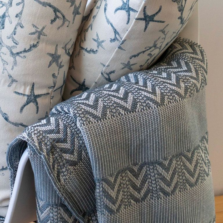 Manta Throw Antonieta Crudo Azul 130x180cm Fatelares FATELARES ...