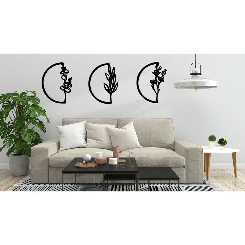 Cuadro Adorno Tríptico Plantas MDF Negro corte laser GENERICO ...