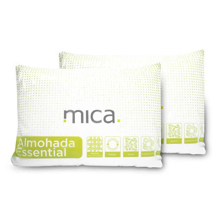 Almohada Set X2 de Microfibra, Firmeza Media 50 X 70 cm Mica Essencial ...