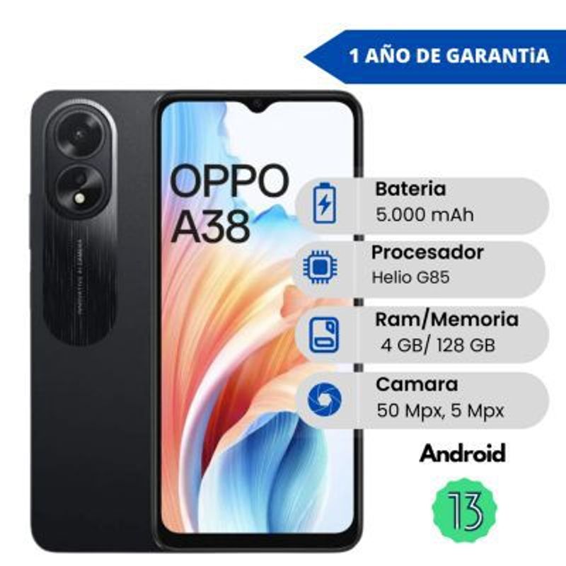 Celular Oppo A38 128 Gb 4Ram 50mpx Negro - NEGRO OPPO | falabella.com