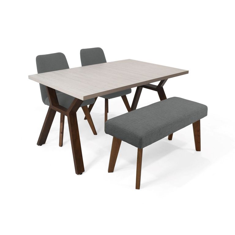 Set de Comedor Nara 4P con Sillas Evora y Butaco Viena Gris VENECIA ...