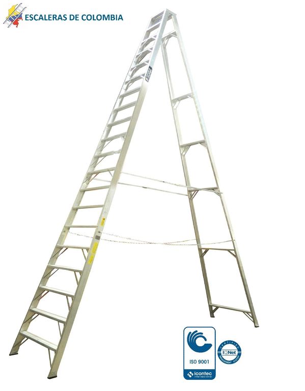 Escalera Certificada Tipo Tijera En Aluminio 16 pasos / 6.00 Metros 136 ...