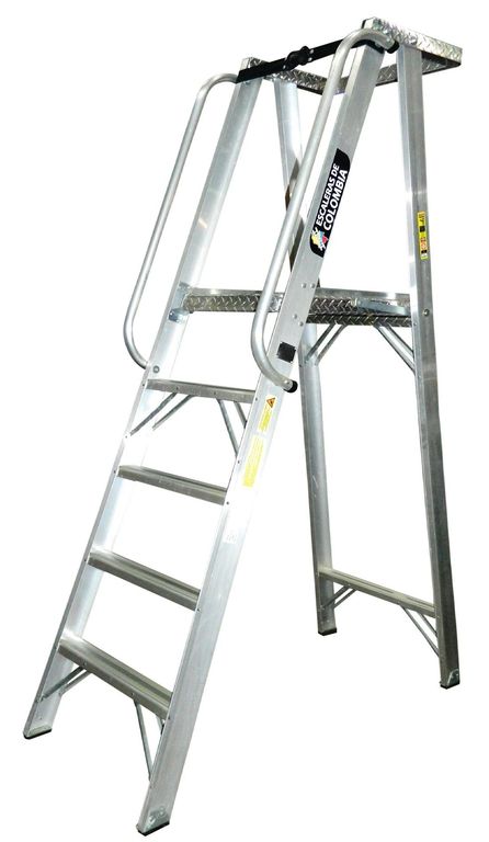 Escalera Certificada Tipo Tijera Plataforma En Aluminio 5 pasos / 1 ...