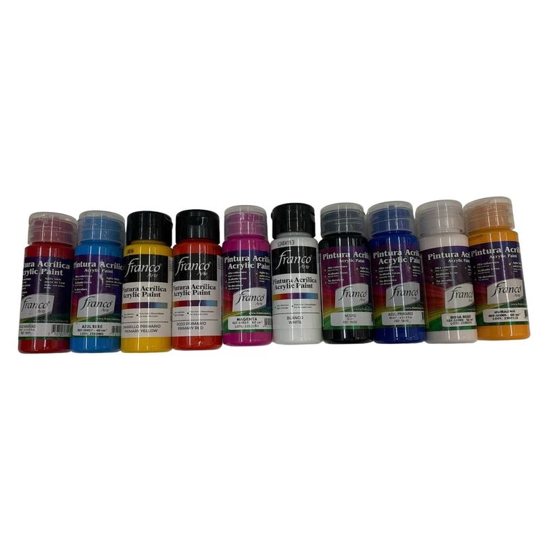 Set X 10 Pinturas Acrílicas, Colores Surtidos 60 ml Franco. FRANCO ARTE ...