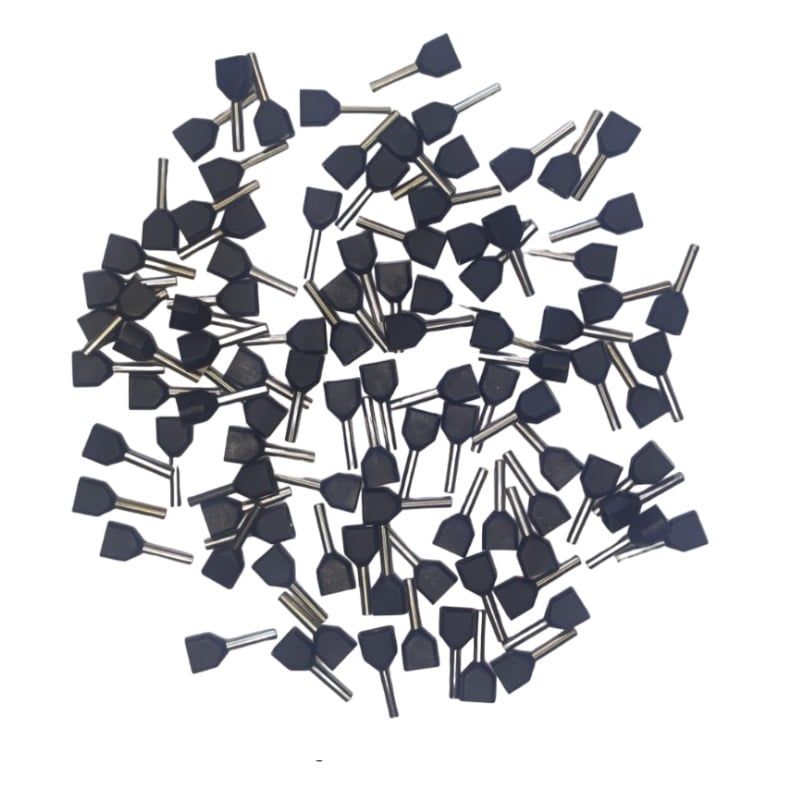100pcs Terminal doble Pin Tubular Cable 2x22AWG TE0508 NEGRO GENERICO ...